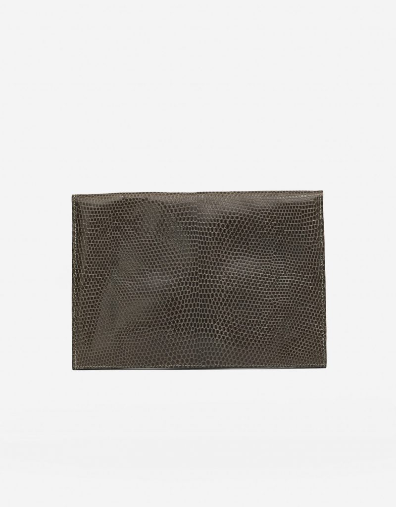 Hermès Rio Clutch Uni Lizard Gris Fonce | SACLÀB