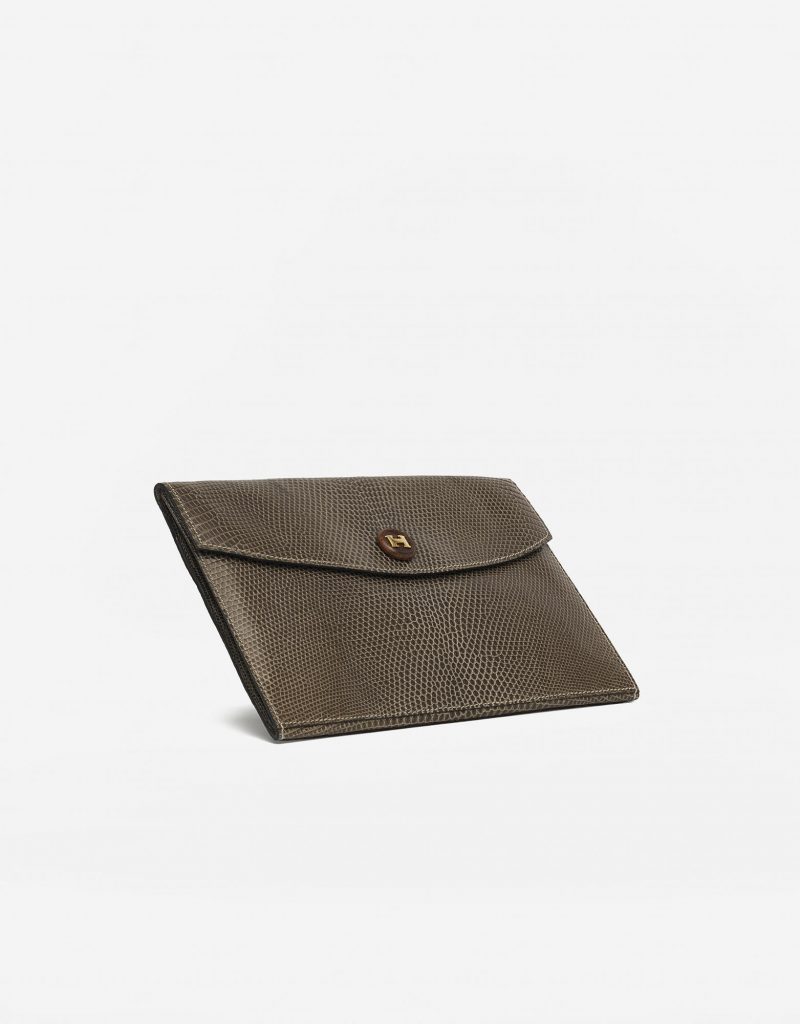 Hermès Rio Clutch Uni Lizard Gris Fonce | SACLÀB