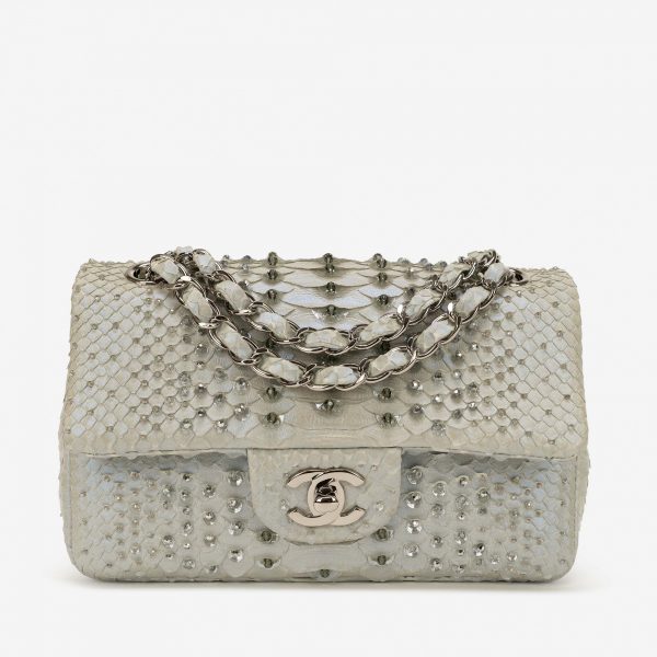 Chanel Timeless Rectangular Python Silver | SACLÀB