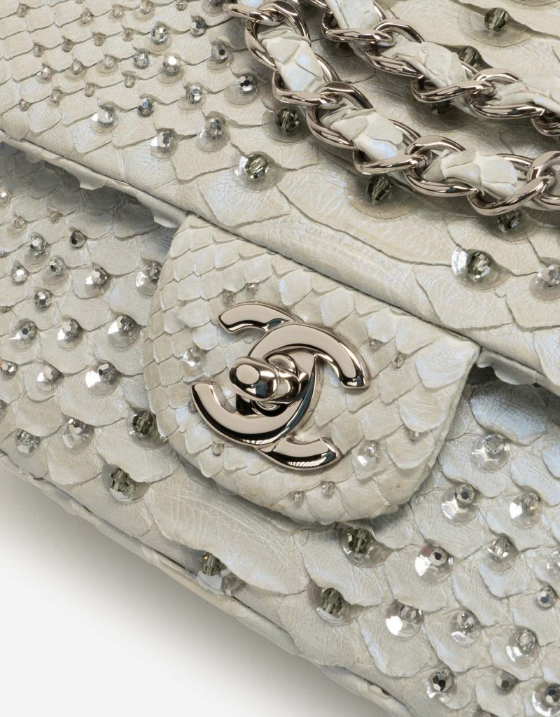 Chanel Timeless Rectangular Python Silver | SACLÀB