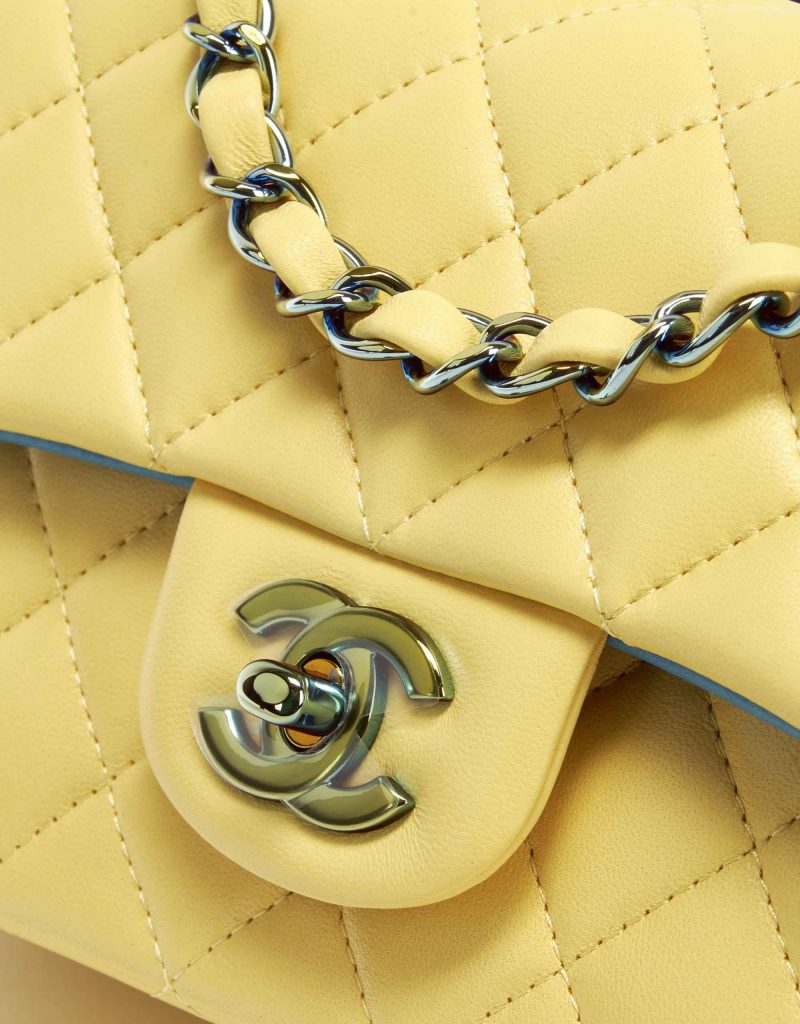Chanel Timeless Mini Rectangular Lamb Yellow / Petrol Rainbow ...