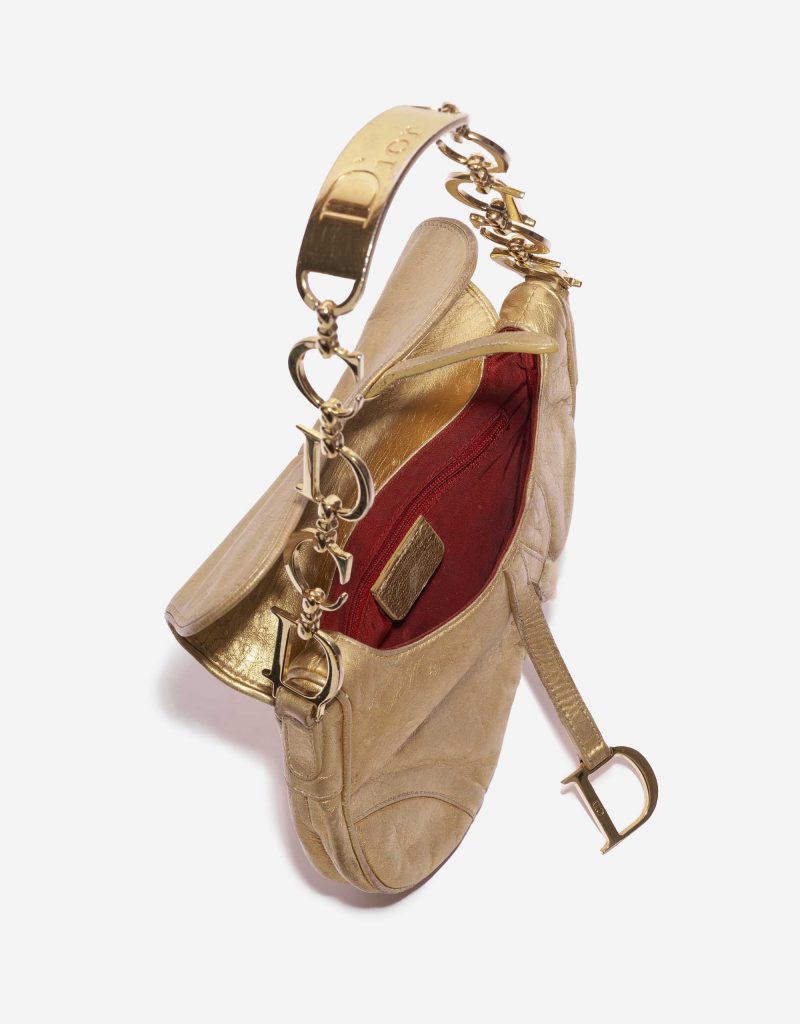 Dior Saddle Mini Ostrich Gold | SACLÀB
