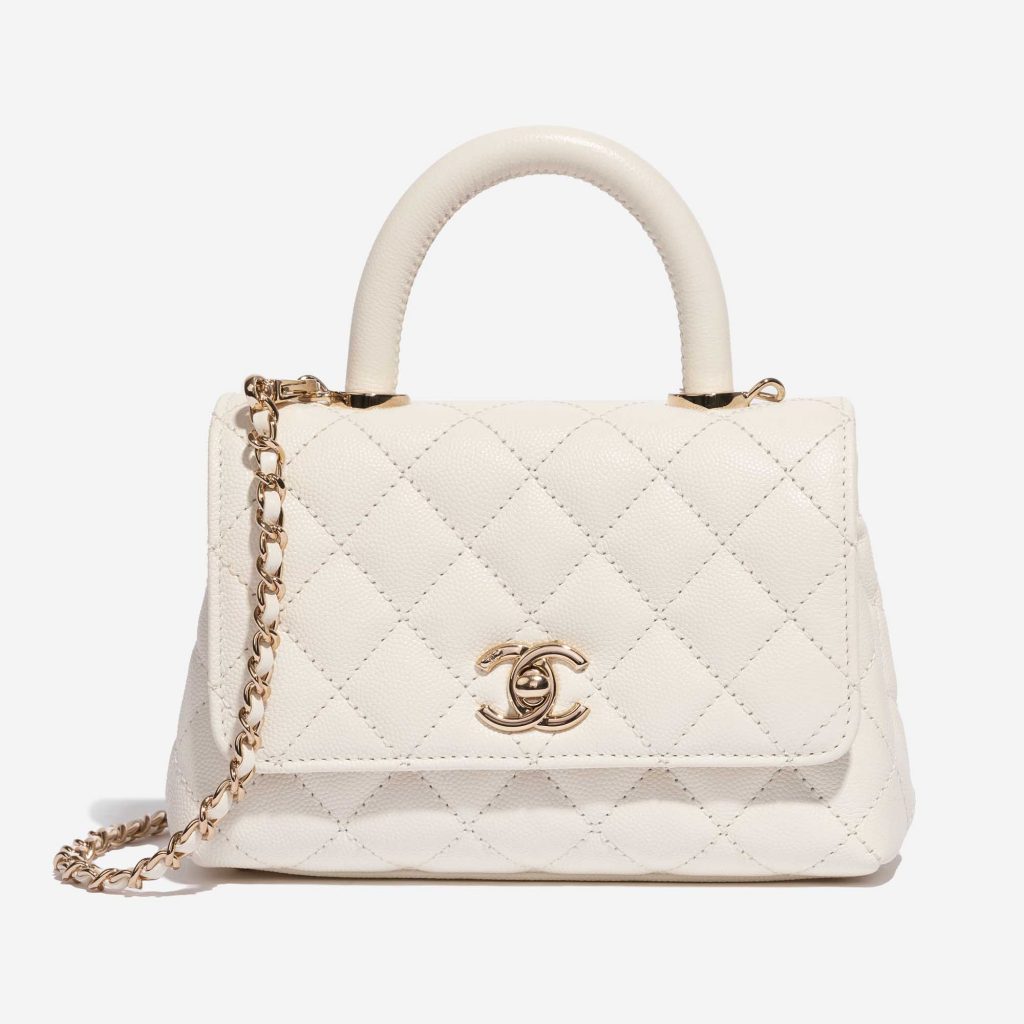 Chanel Timeless Handle Extra Mini Caviar White | SACLÀB