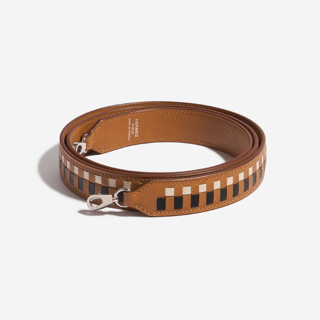 Hermès Mini Shoulder Strap Epsom Gold / Black / Craie | SACLÀB