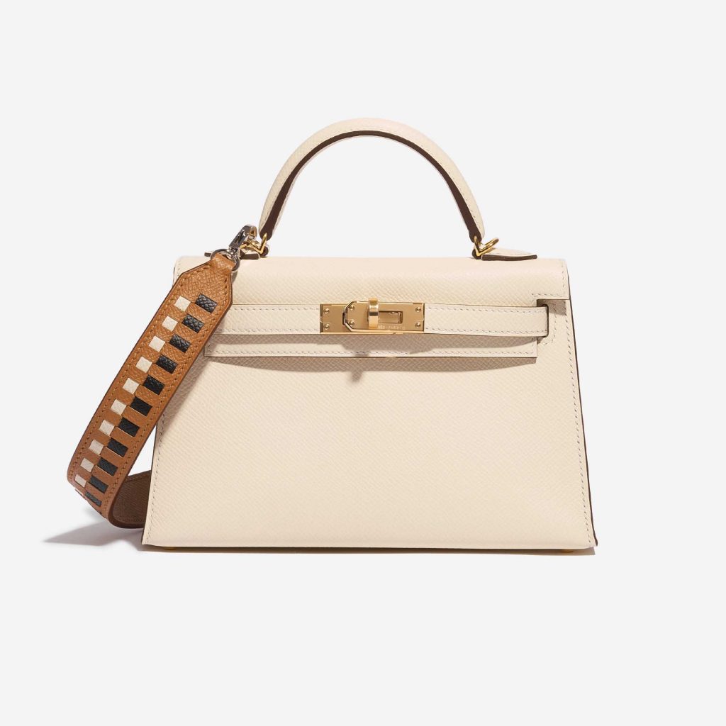 Hermès Mini Shoulder Strap Epsom Gold / Black / Craie | SACLÀB
