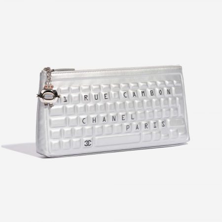 Chanel Keyboard Clutch Calf Silver | SACLÀB