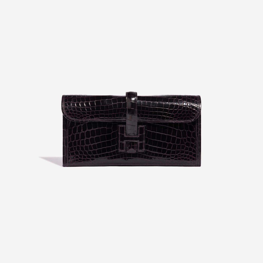 Hermès Jige Clutch Shiny Niloticus Crocodile Prunoir | SACLÀB