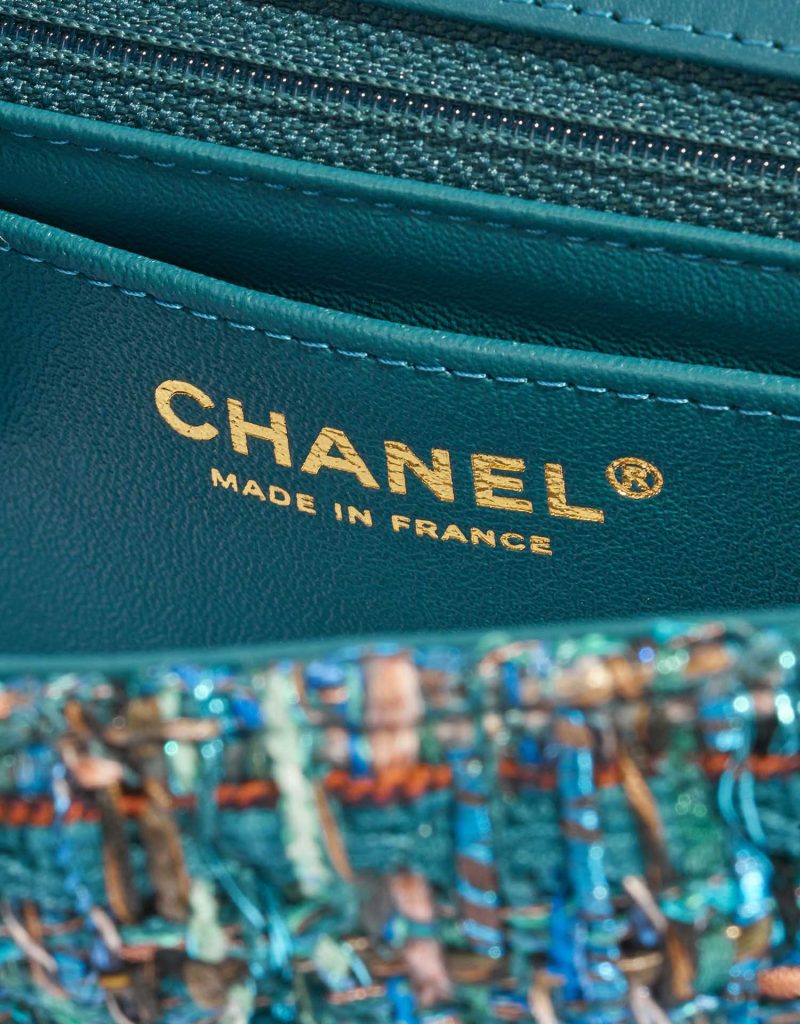 Chanel Timeless Mini Rectangular Tweed Blue / Green | SACLÀB