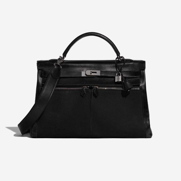 Hermès Kelly Lakis 40 Toile / Box Black | SACLÀB