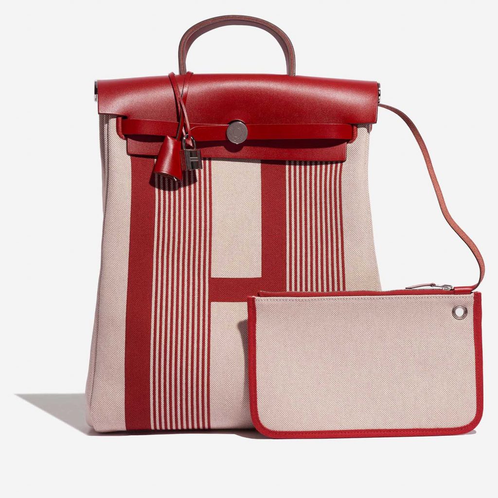 Hermès Herbag Backpack Toile / Vache Hunter Bordeaux / Ecru / Beige ...