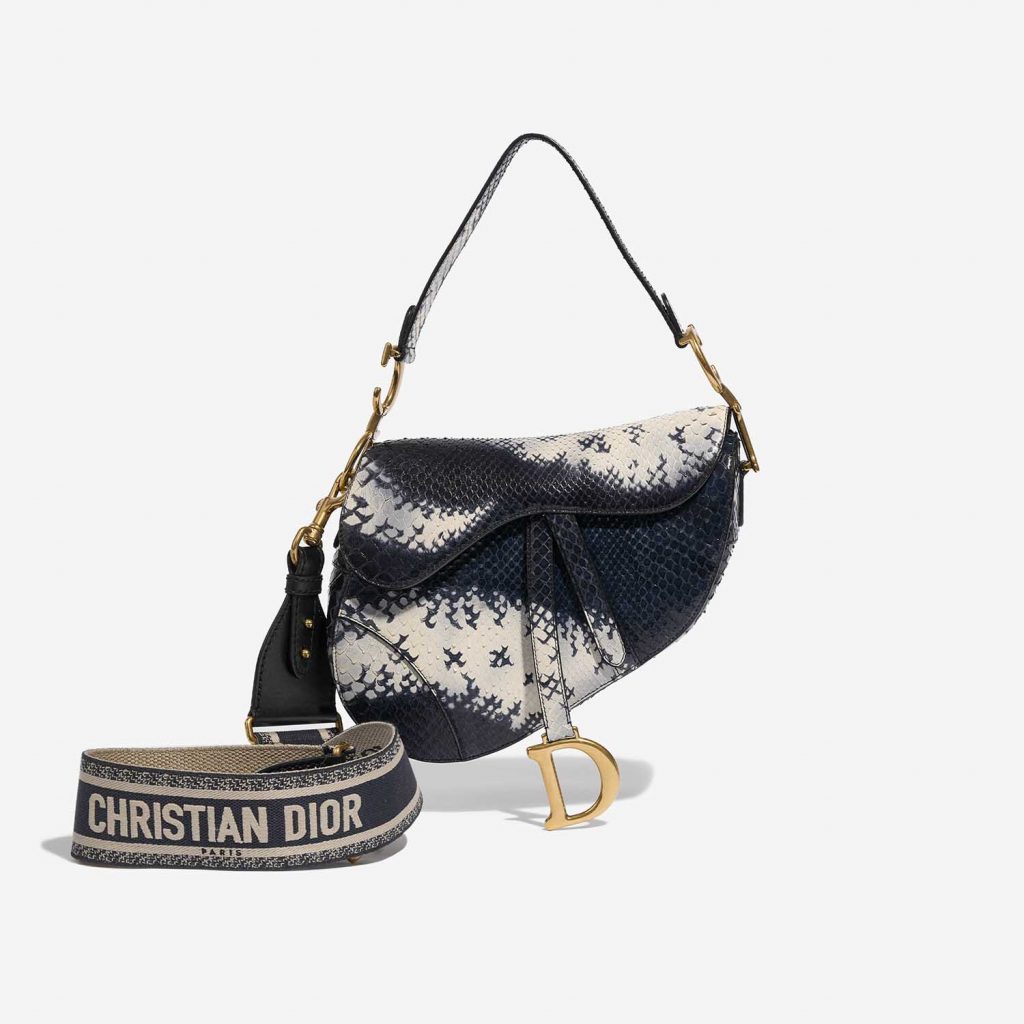 Dior Saddle Medium Python Blue / White | SACLÀB