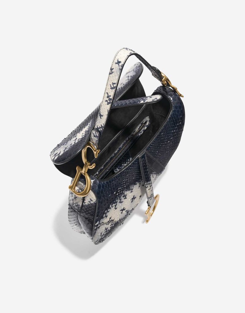 Dior Saddle Taille Moyenne Python Bleu / Blanc | SACLÀB