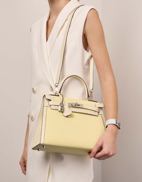 Hermès Kelly 28 Swift / Toile Nata / Jaune Citron | SACLÀB