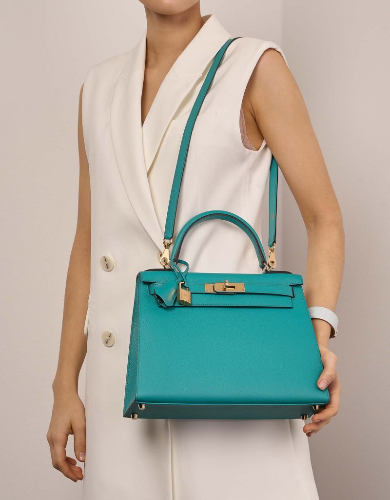 Hermès Kelly 28 Epsom Blue Paon | SACLÀB