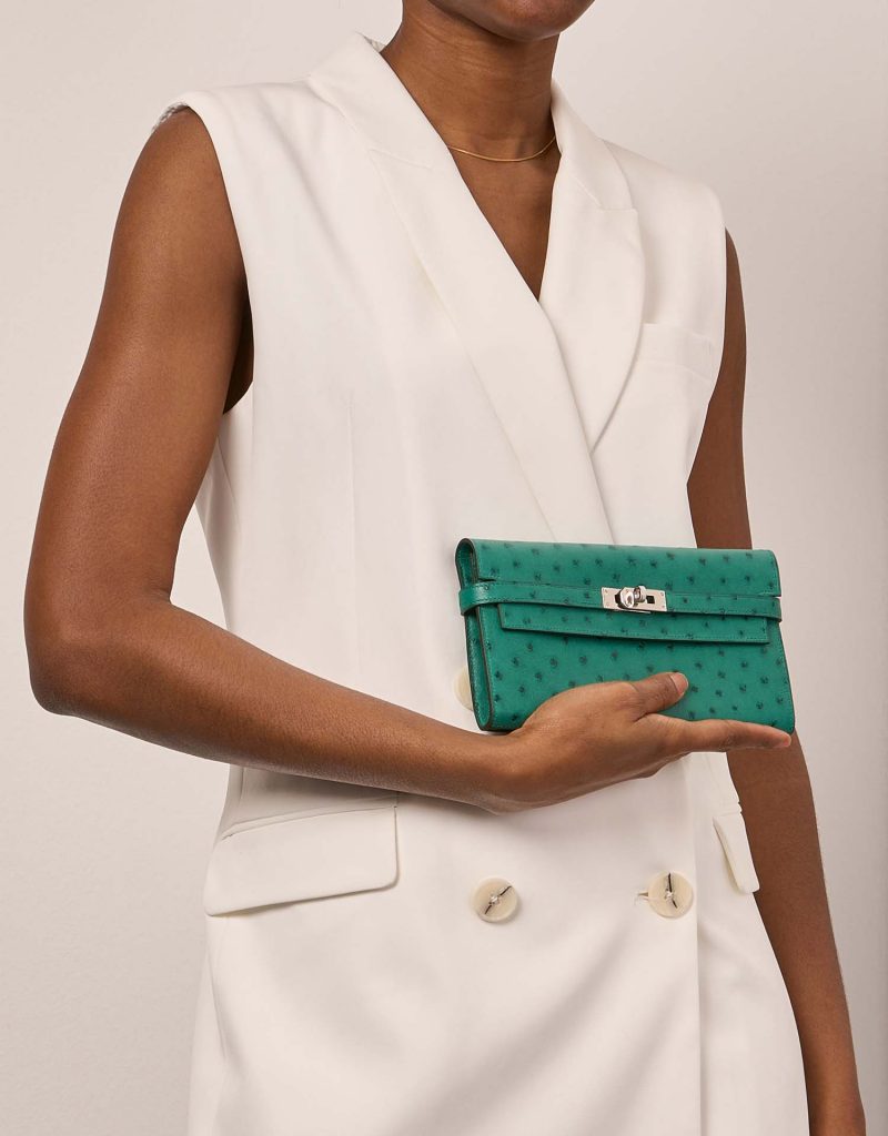 Hermès Kelly Long Wallet Ostrich Vert Verone | SACLÀB