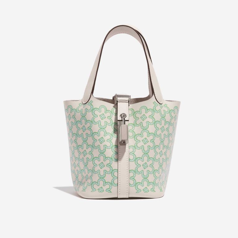 Hermès Micro Lucky Daisy Picotin 14 Swift Nata / Vert / White | SACLÀB