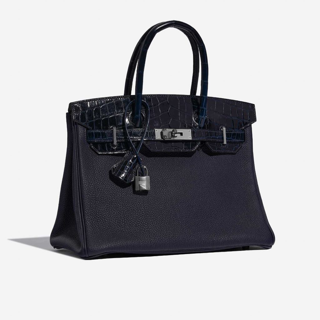Hermès Birkin Touch 30 Togo / Niloticus Crocodile Shiny Blue Nuit ...