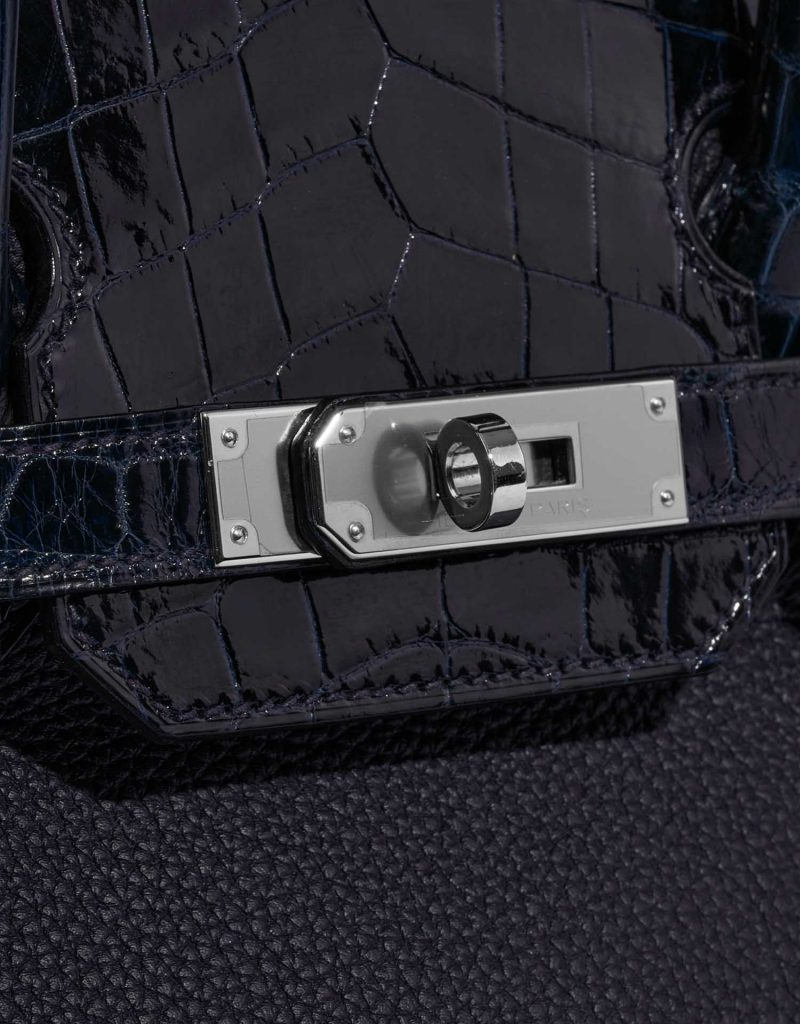 Hermès Birkin Touch 30 Togo / Niloticus Crocodile Shiny Blue Nuit ...