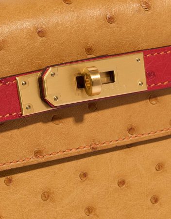 Hermès Kelly 28 Ostrich Gold / Rouge Vif | SACLÀB