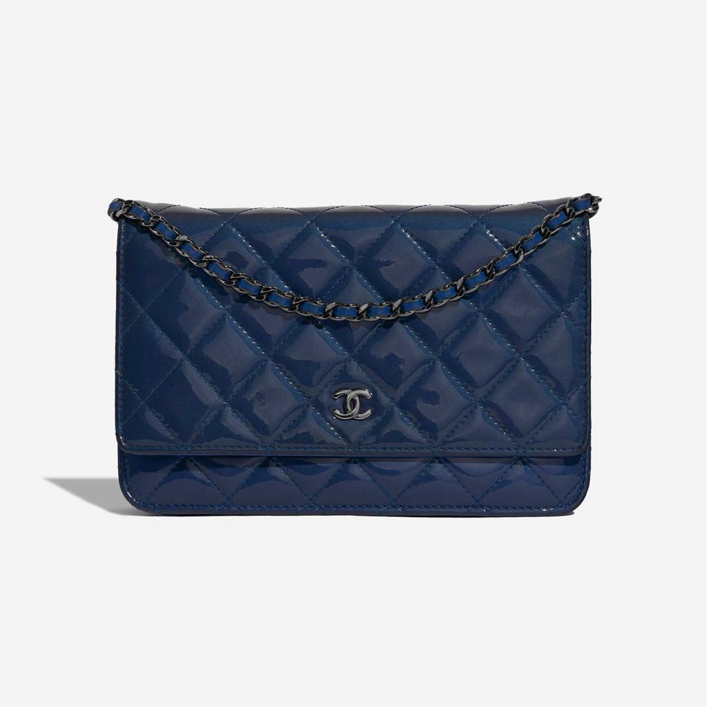 Chanel Timeless Wallet on Chain Patent Leather Blue | SACLÀB