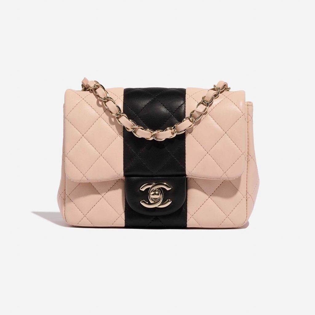 Chanel Timeless Mini Square Lamb Light Rose / Black | SACLÀB