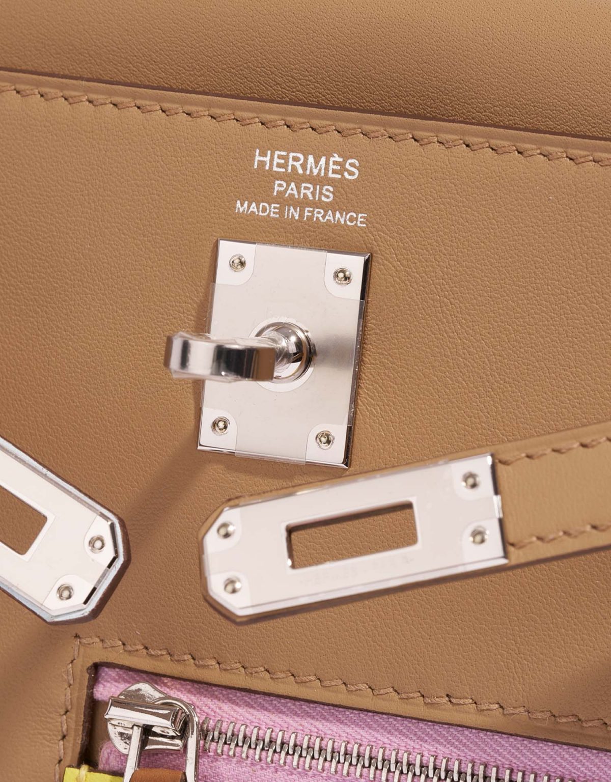 Hermès Kelly 25 Swift Colormatic Chai / Mauve / Bleu Brume / Jaune de ...