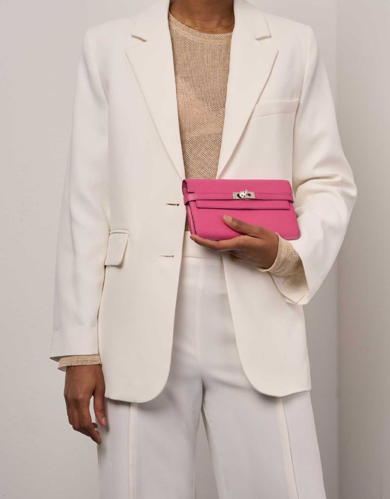 Hermès Kelly Long Wallet Chèvre Mysore Rose Tyrien | SACLÀB