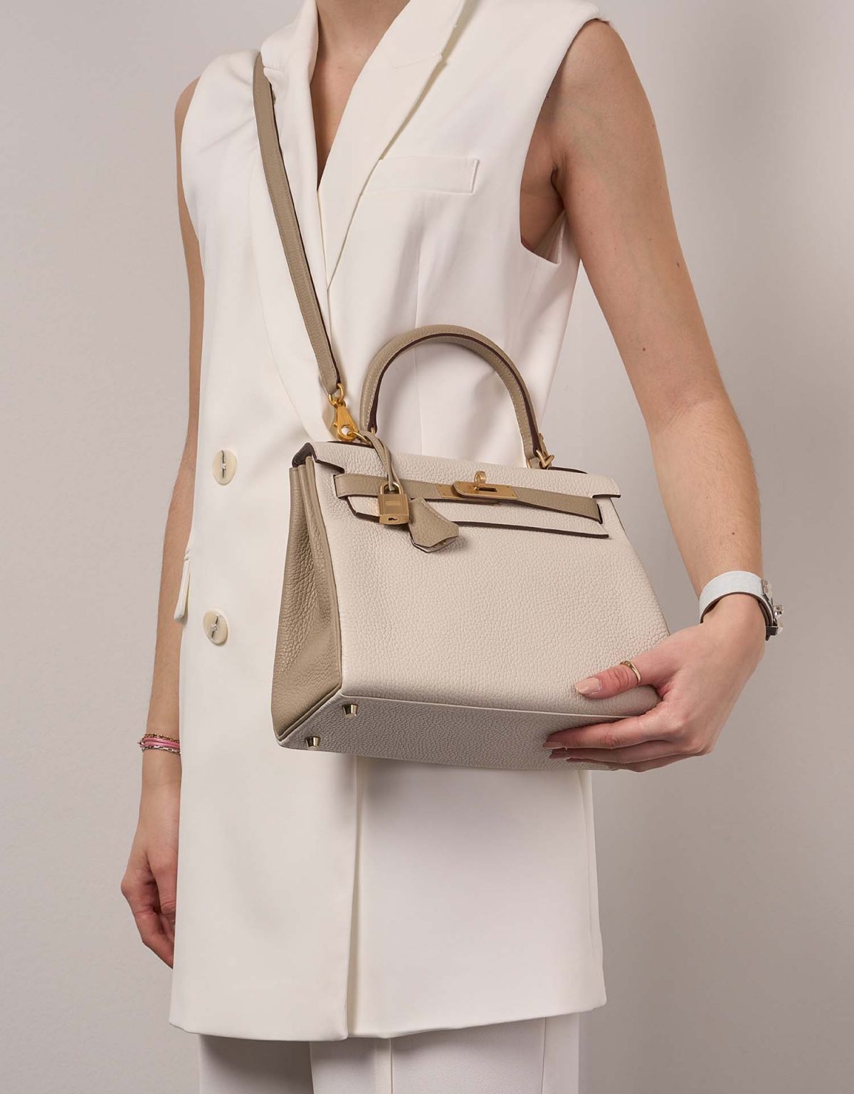 Hermès Kelly HSS 28 Togo Craie / Trench | SACLÀB