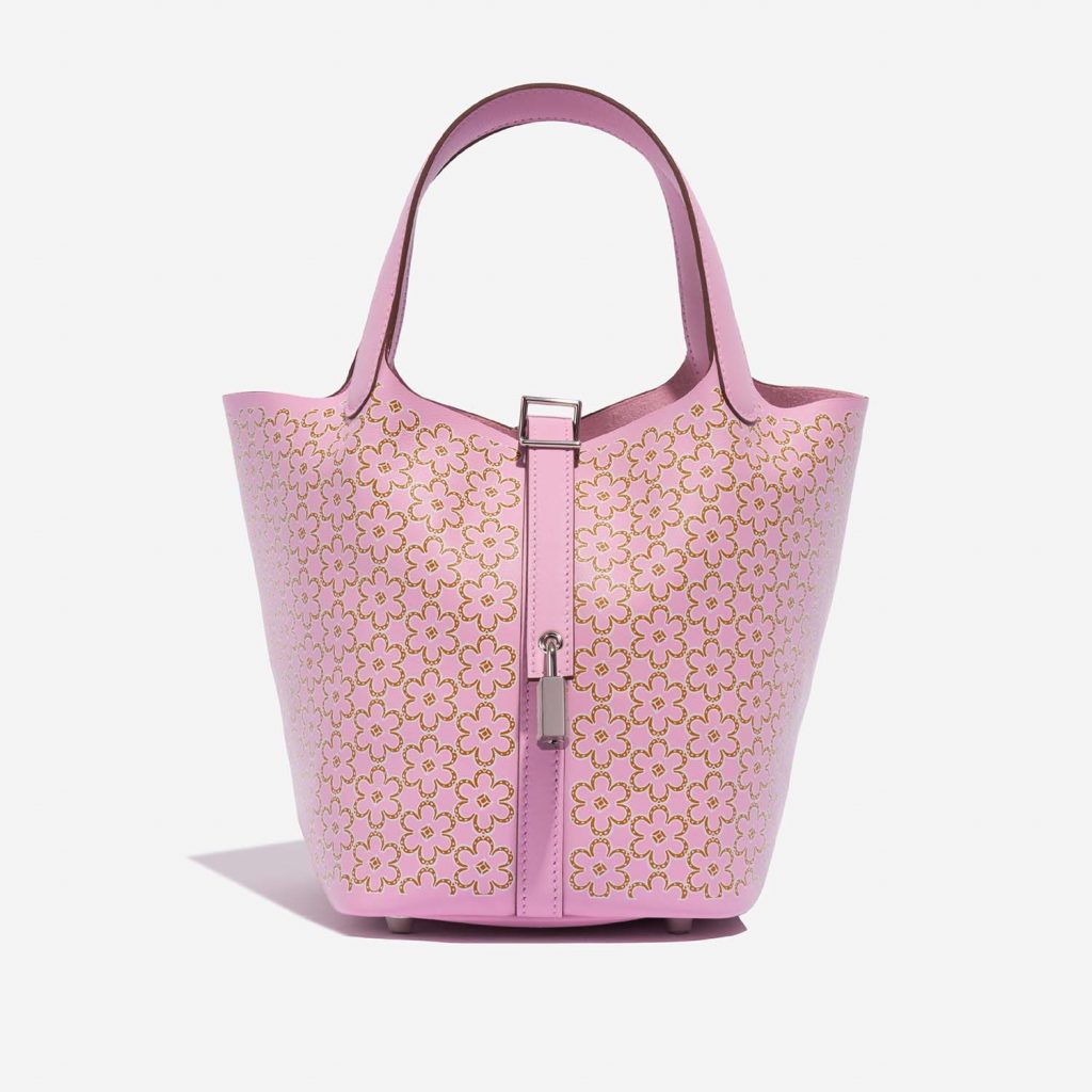 Hermès Lucky Daisy Picotin 18 Swift Mauve Sylvestre / Cuivre / White ...
