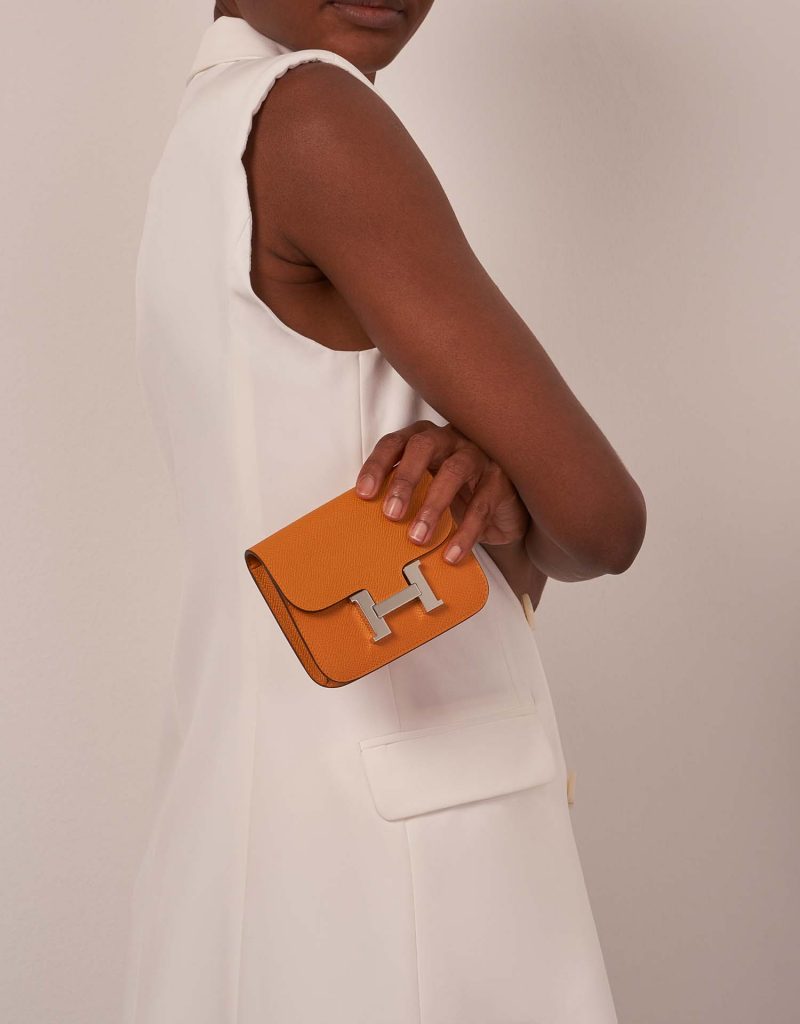 Hermès Constance Slim Wallet Epsom Orange H | SACLÀB