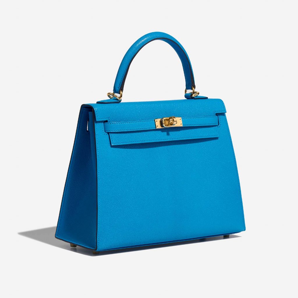 Hermès Kelly 25 Chevre Chamkila Blue Frida | SACLÀB