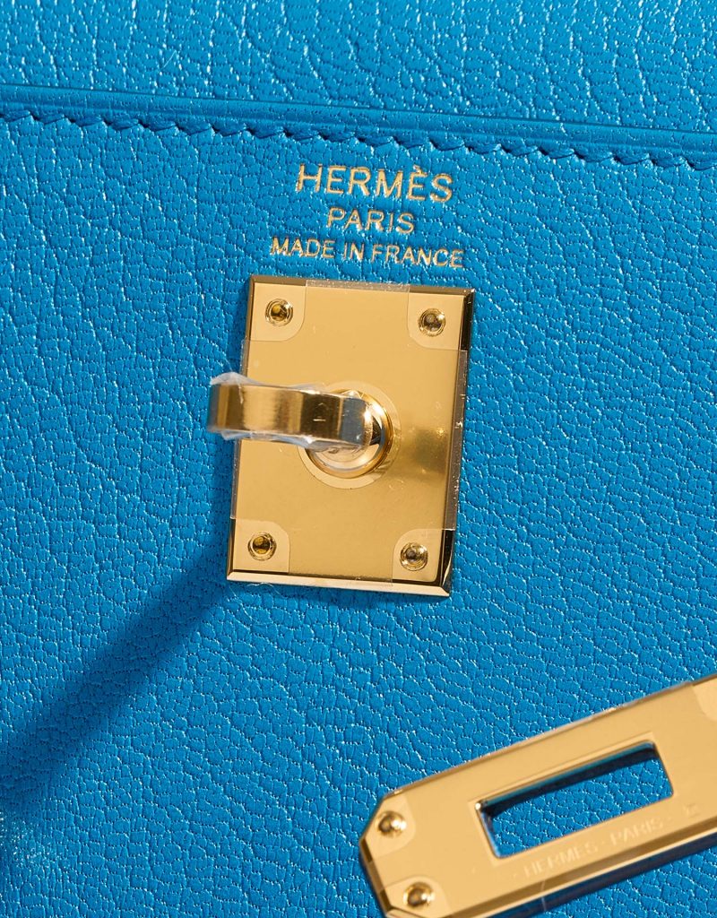 Hermès Kelly 25 Chevre Chamkila Blue Frida | SACLÀB