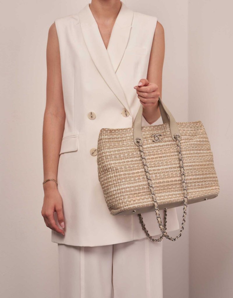 Chanel Shopping Tote Rattan / Caviar Beige | SACLÀB