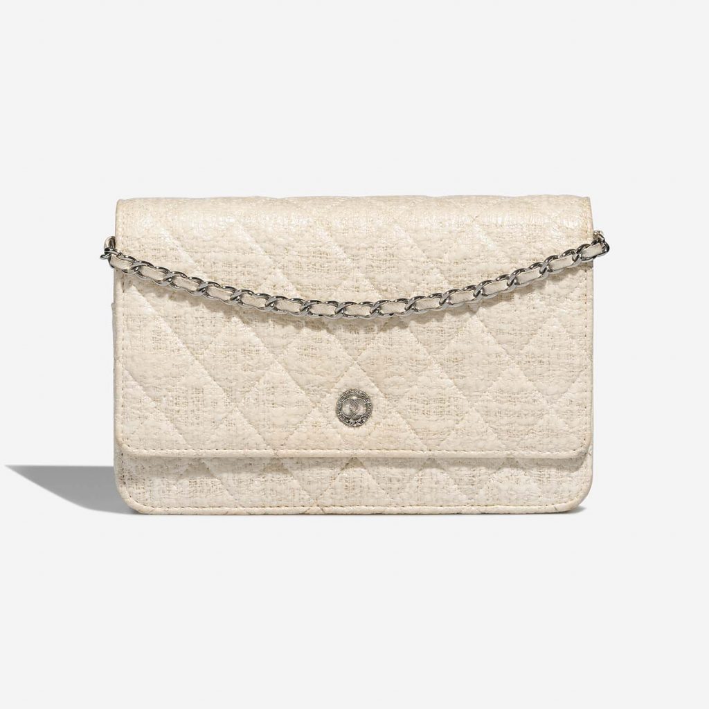 Chanel Timeless Wallet On Chain Artificial Fabric White | SACLÀB