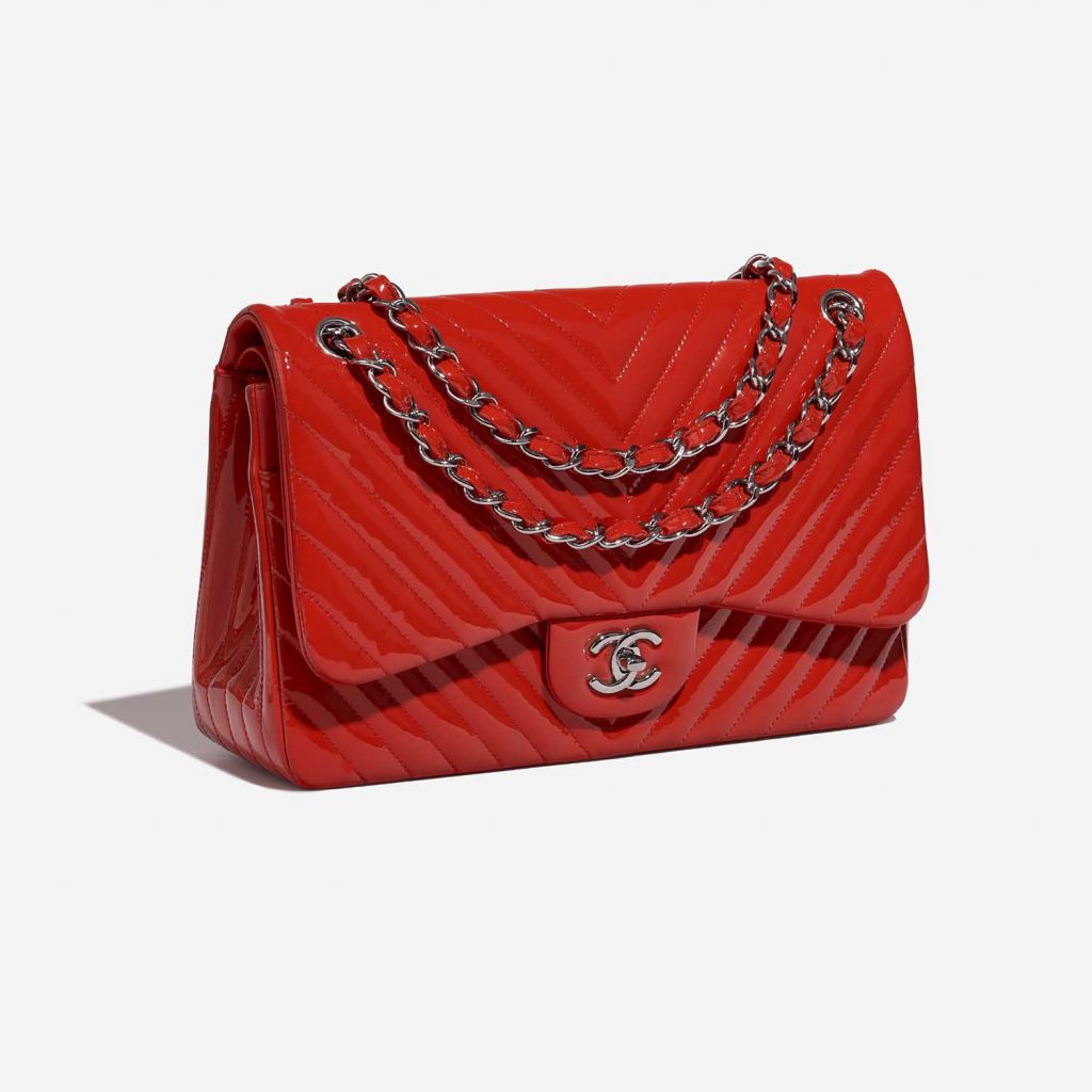 Chanel Timeless Chevron Jumbo Patent Red | SACLÀB