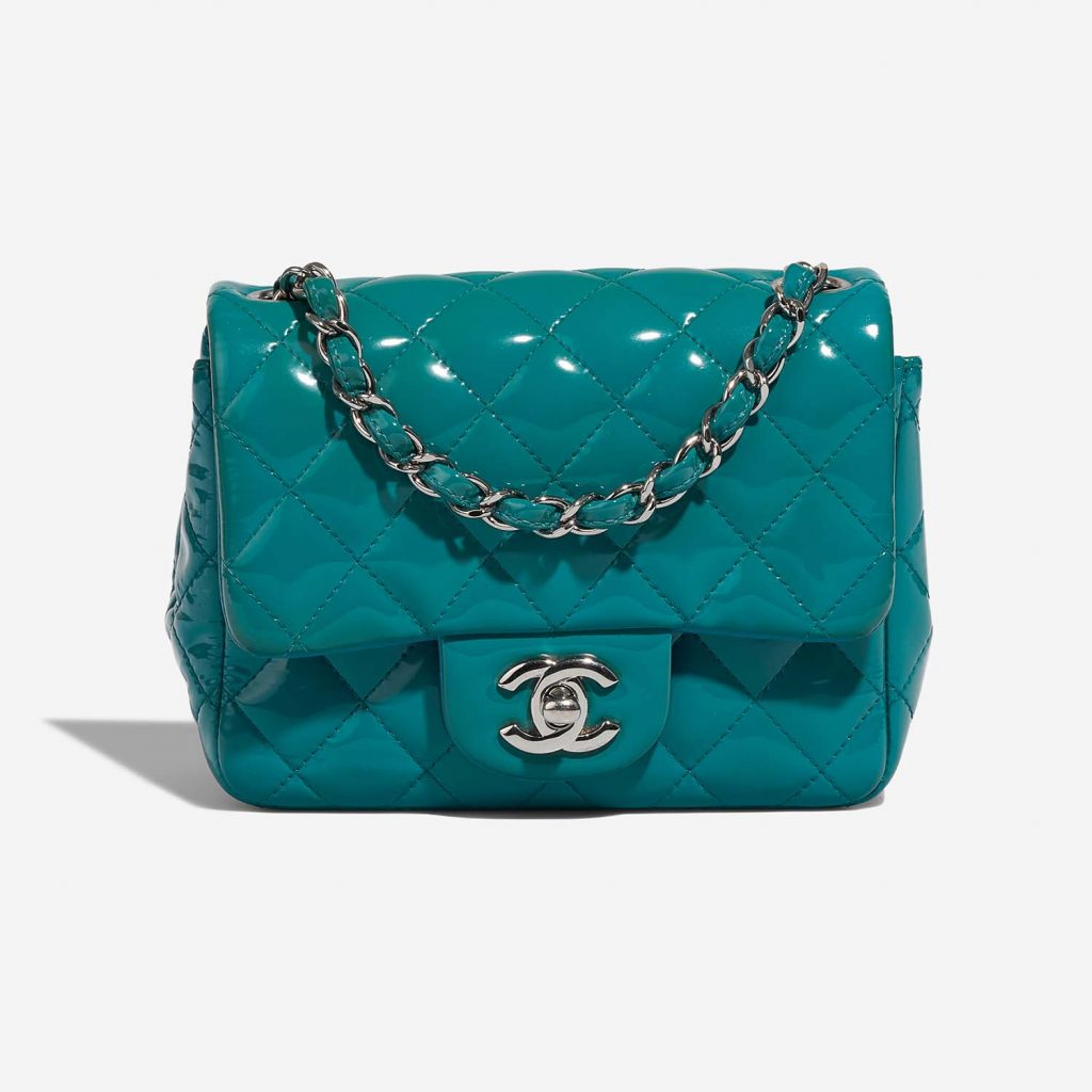 Chanel Timeless Mini Square Patent Turquoise | SACLÀB