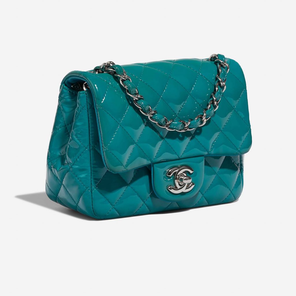 Chanel Timeless Mini Square Patent Turquoise | SACLÀB