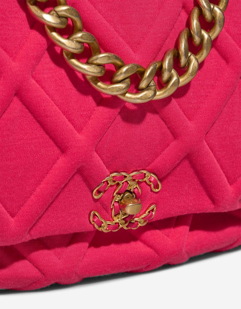 Chanel 19 Maxi Flap Bag Wool / Jersey Hot Pink | SACLÀB
