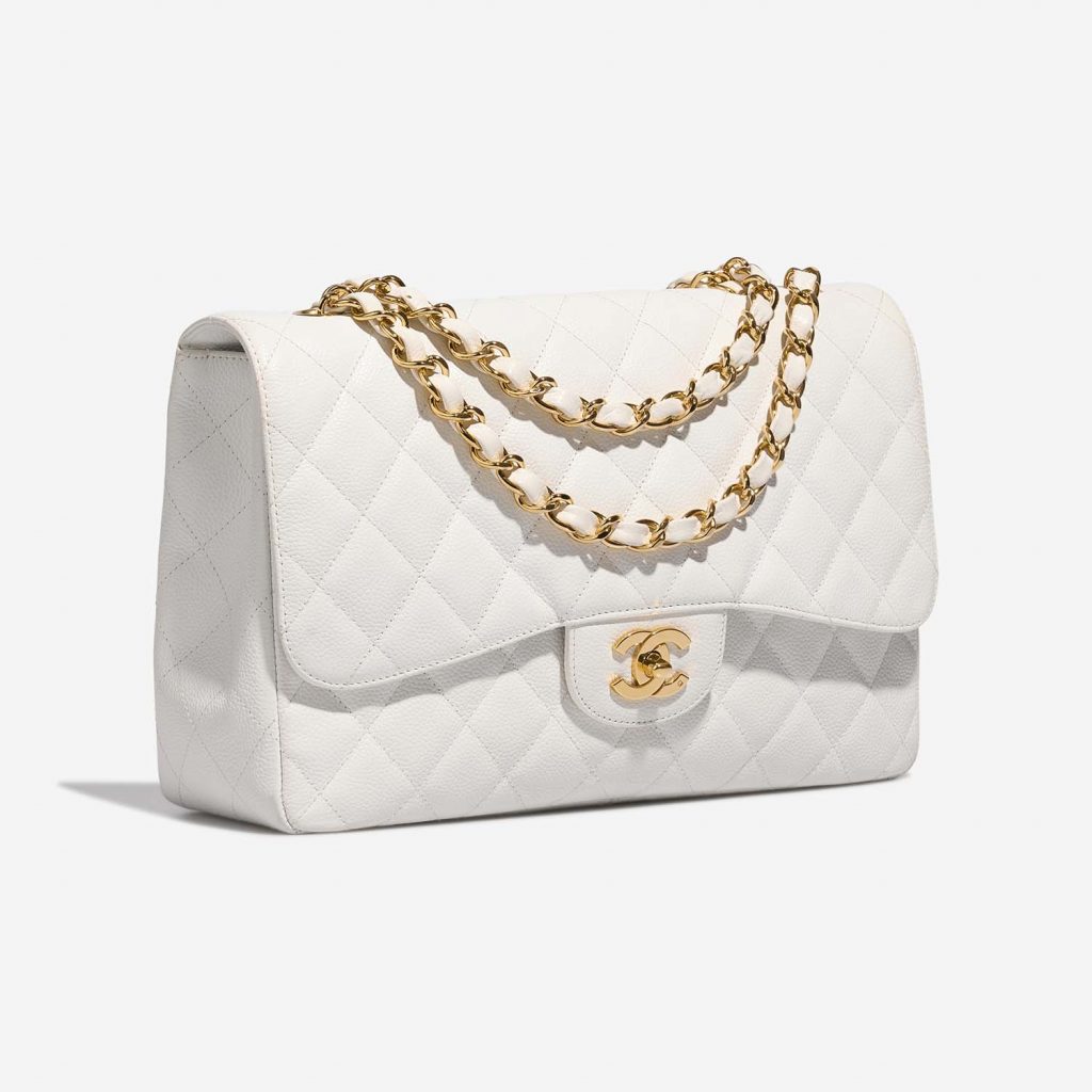 Chanel Timeless Jumbo Caviar White | SACLÀB