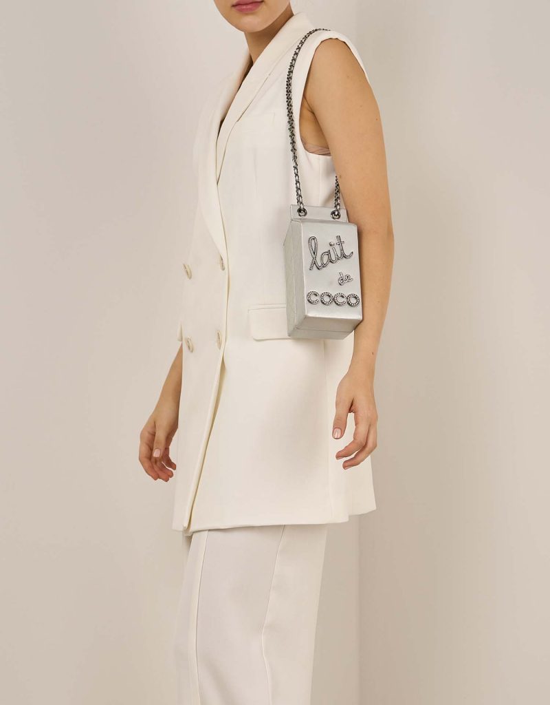 Chanel Milk Carton Lait de Coco Calf Silver | SACLÀB