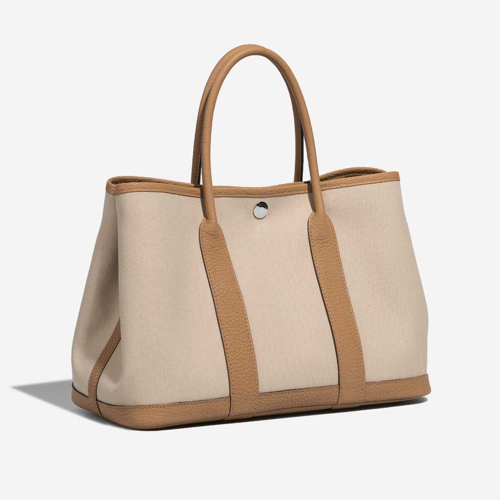 Hermès Garden Party 30 Toile Militaire / Veau Négonda Béton / Biscuit ...