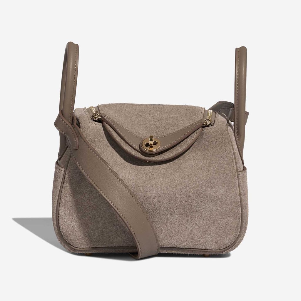 Hermès Lindy Grizzly Mini Suede / Swift Étoupe | SACLÀB