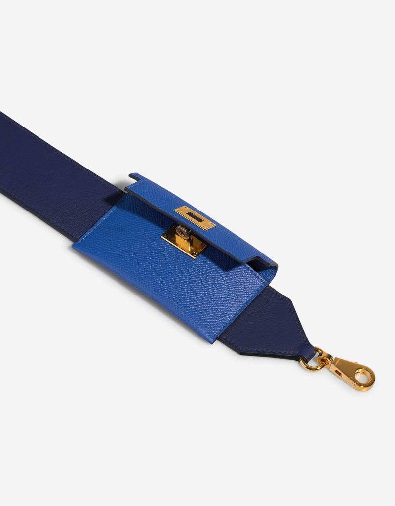Hermès Kelly Pocket Strap Epsom / Swift Bleu de France / Bleu Saphir ...