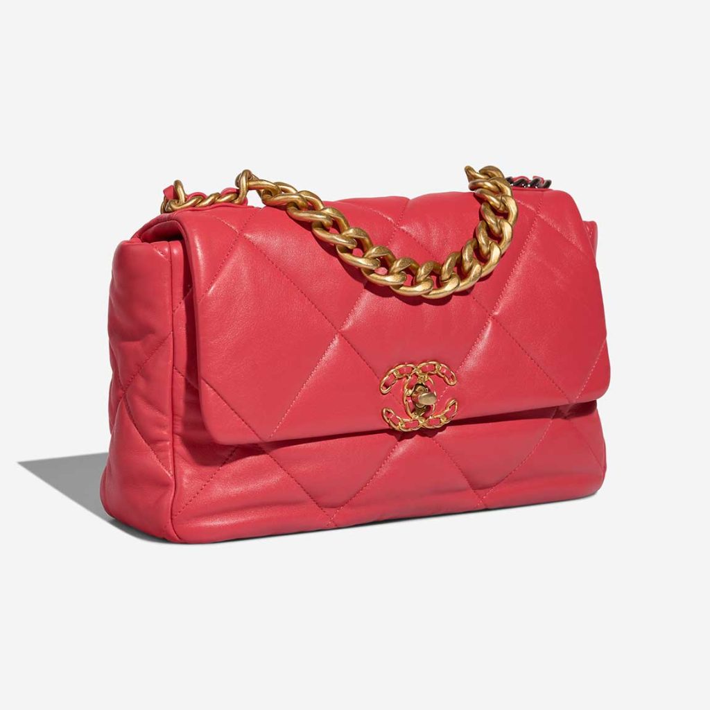 Chanel 19 Large Flap Bag Lamb Coral Red | SACLÀB