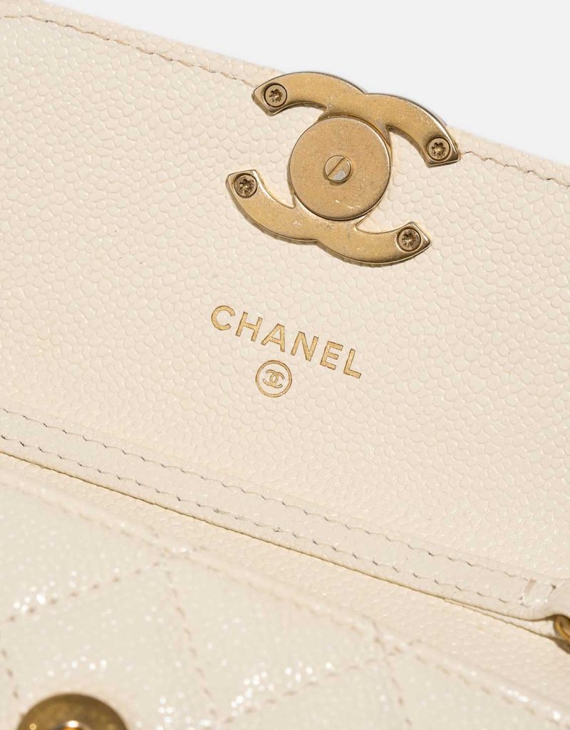 Chanel Flap Wallet Small Caviar White | SACLÀB