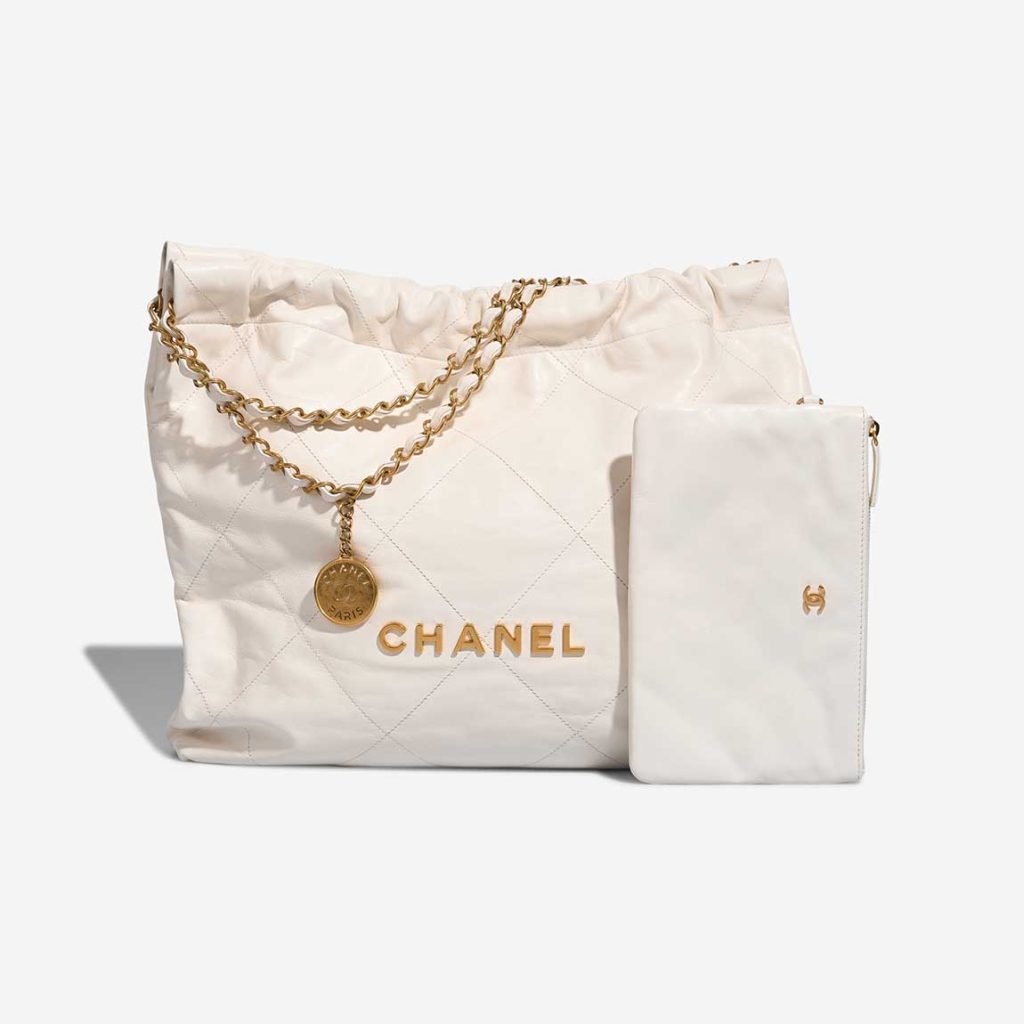 Chanel 22 Medium Lamb Off White | SACLÀB