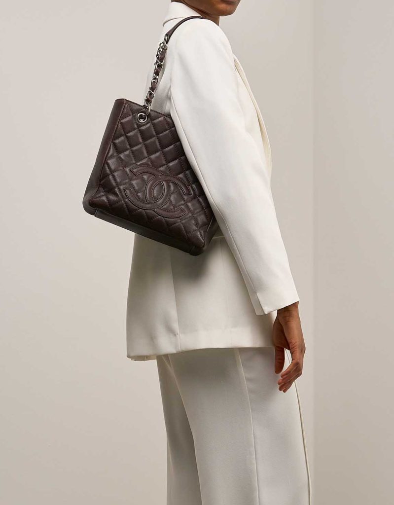 Chanel Shopping Tote PST Caviar Dark Brown | SACLÀB