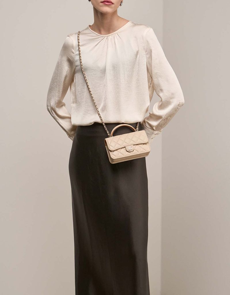 Chanel Timeless Wallet On Chain Lamb Beige | SACLÀB