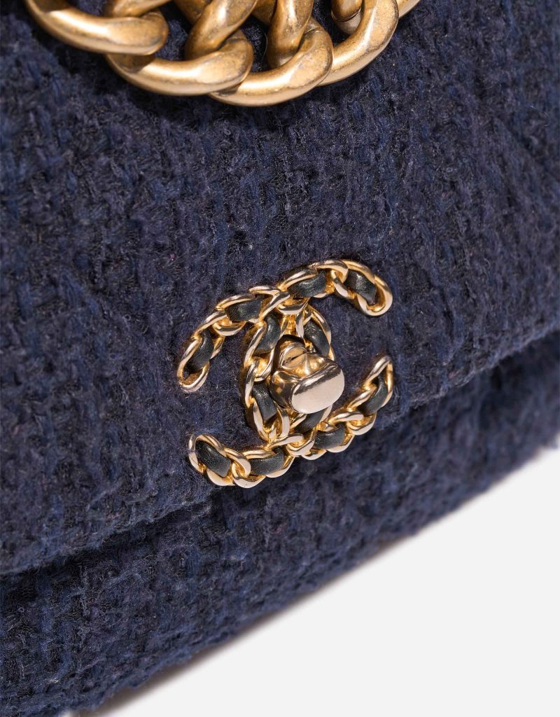 Chanel 19 Flap Bag Tweed / Lamb Dark Blue / Black | SACLÀB