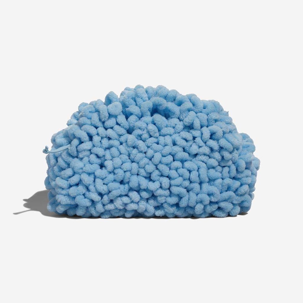 Bottega Veneta Pouch Small Chenille / Lamb Light Blue | SACLÀB